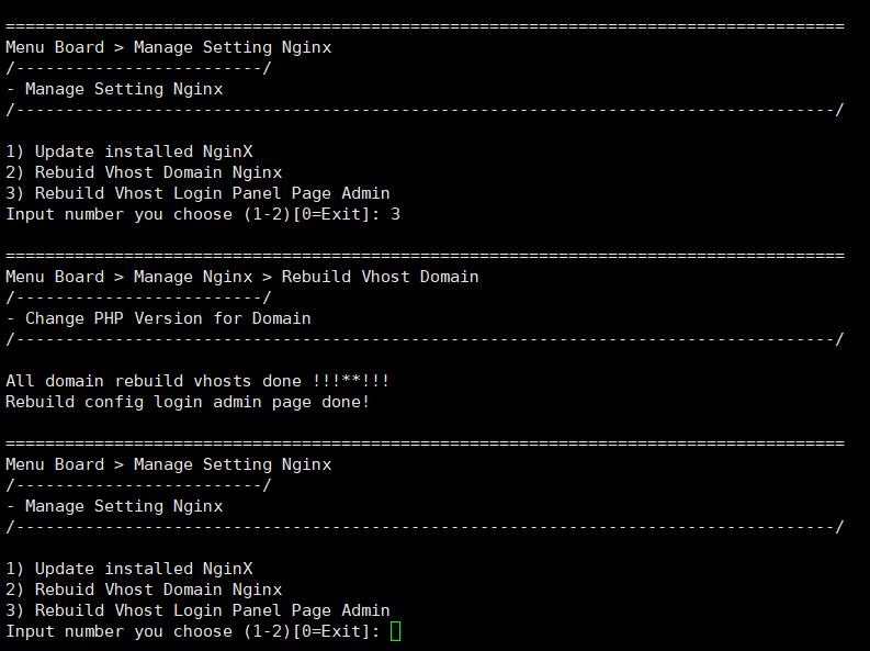 Rebuild Vhost Login Panel Page Admin – Cập nhật lại các Vhost nginx cho trang admin và core ...